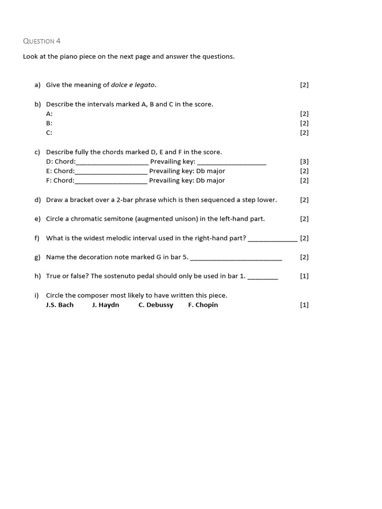 Dolce e Legato: ABRSM Grade 8 Music Theory - Free Practice Test | PDF