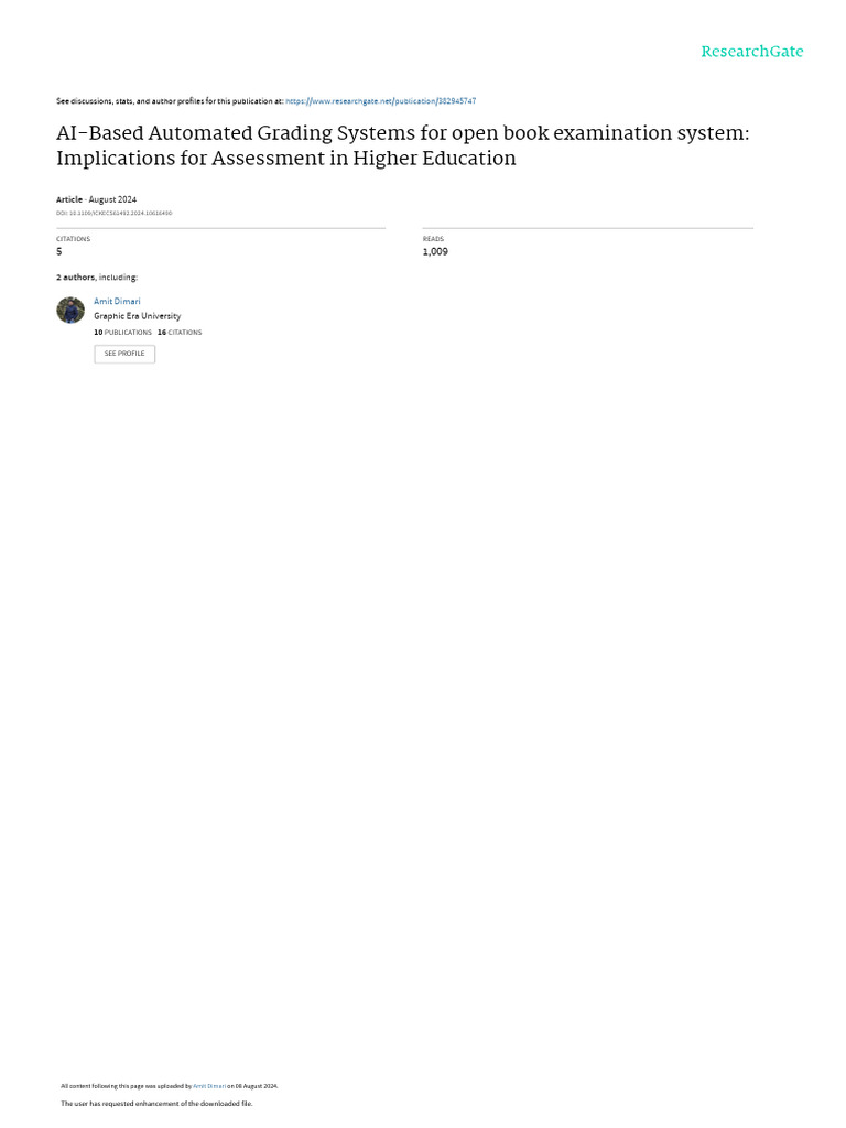 AI-Based Automated Grading Systems For Open Book Examination System Implications For Assessment ...