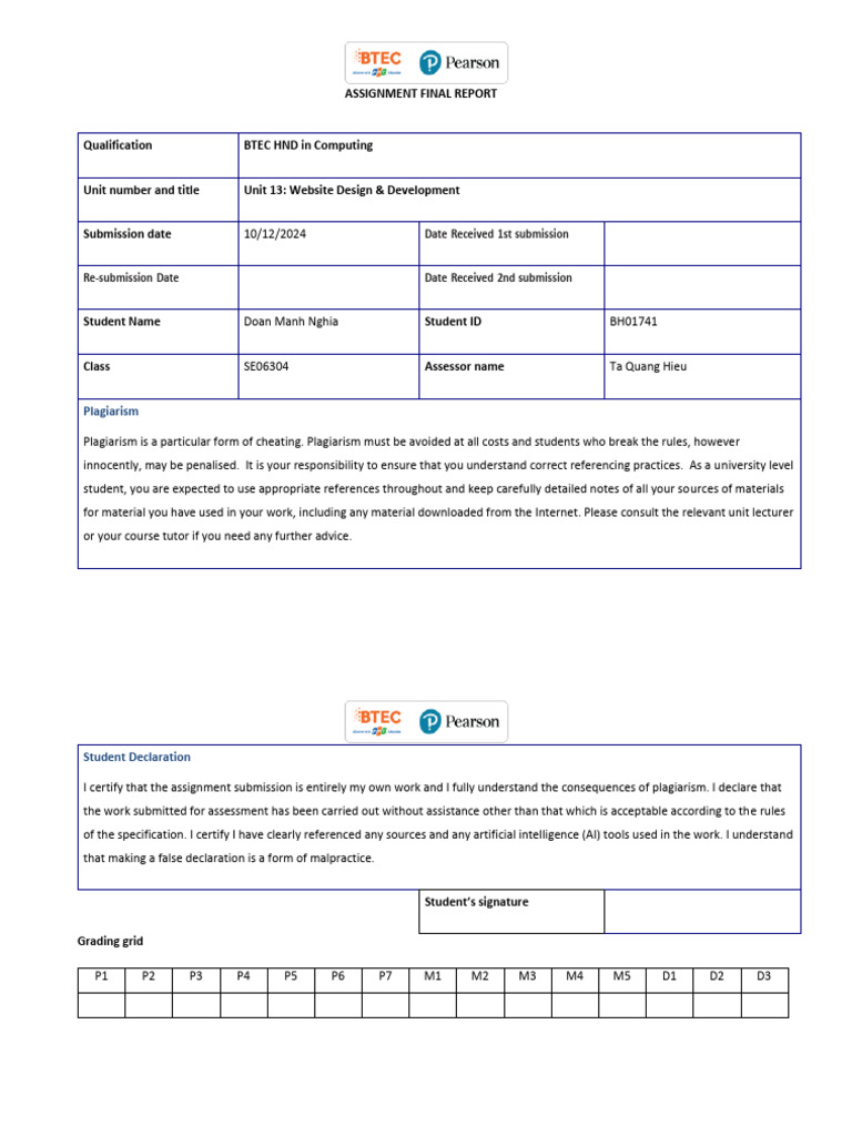 ASM_FINAL_DOANMANHNGHIA_BH01741 | PDF | World Wide Web | Internet & Web