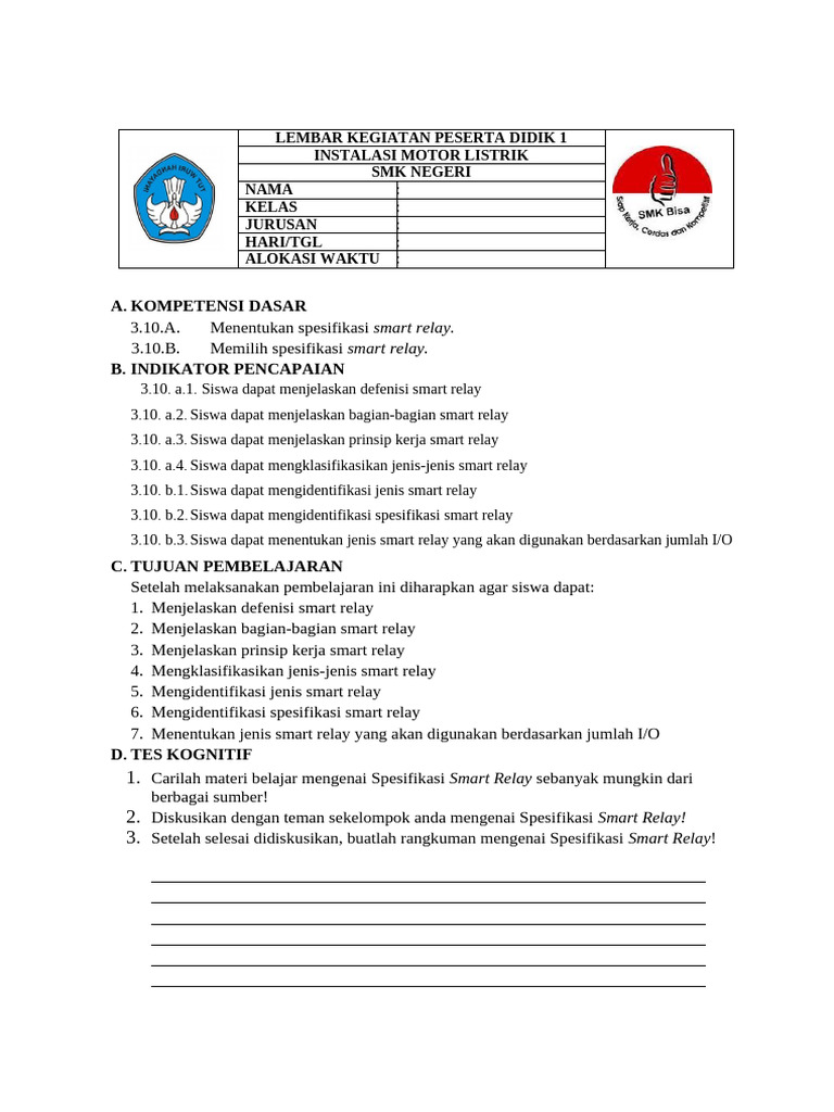 LKPD 1 Kognitif KD 3.10 .IML | PDF