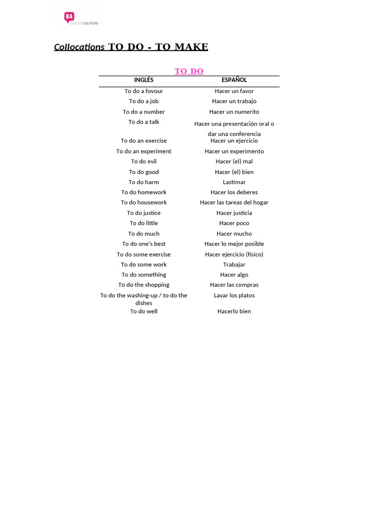 CoIIocatíons Con TO DO y Con TO MAKE | PDF