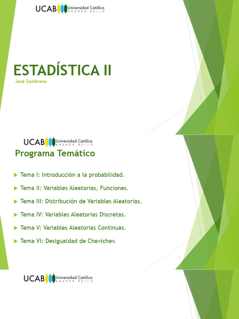 Clases de Estadistica II UCAB-tema I | PDF | Teoría de probabilidad | Muestreo (Estadísticas)