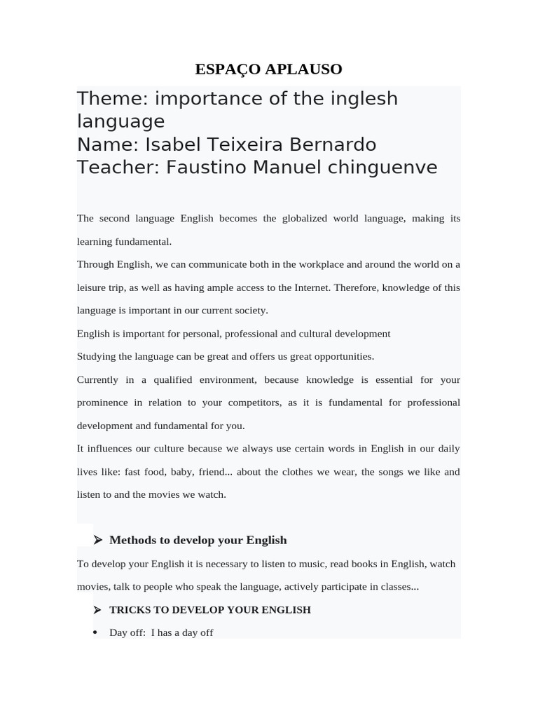 ESPAÇO APLAUSO - Isabel Ingles | PDF