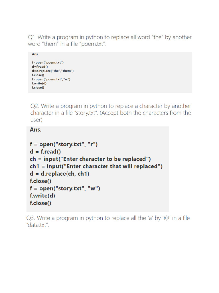 Filehandling Programs | PDF