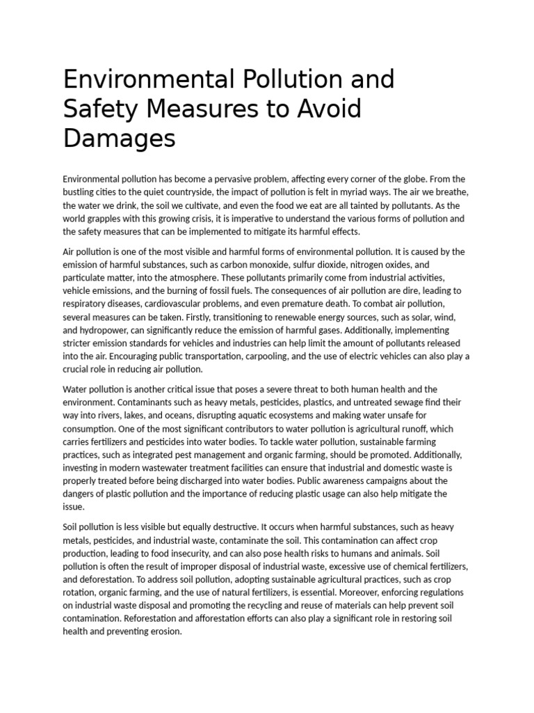 Environmental Pollution and Safety Measures To Avoid Damages | PDF ...