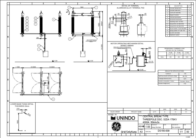 Layout Drawing Ds 150kv - 4000a | PDF | Insulator (Electricity ...