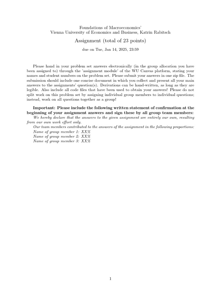 Assignment Foundations of Macro-1 | PDF | Labour Economics | Taxes