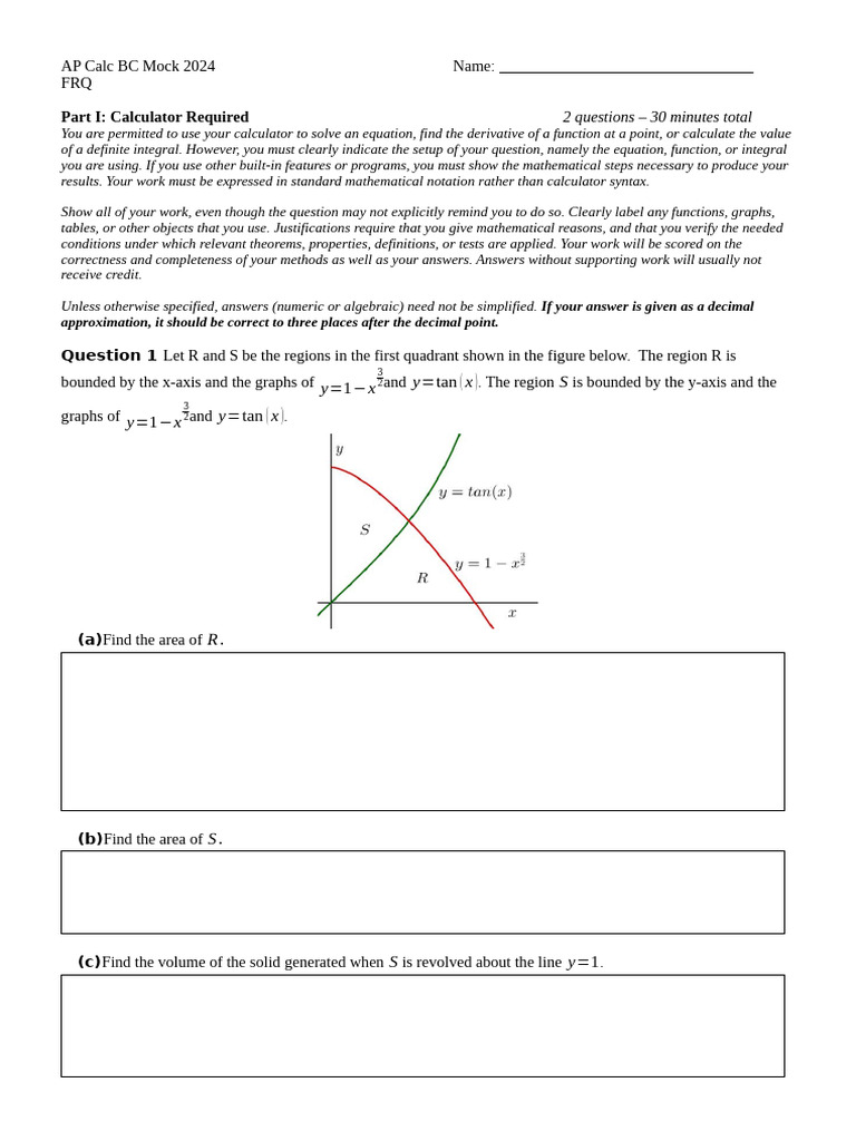 AP Calc BC Mock 2024 FRQ v2 | PDF | Mathematics | Integral