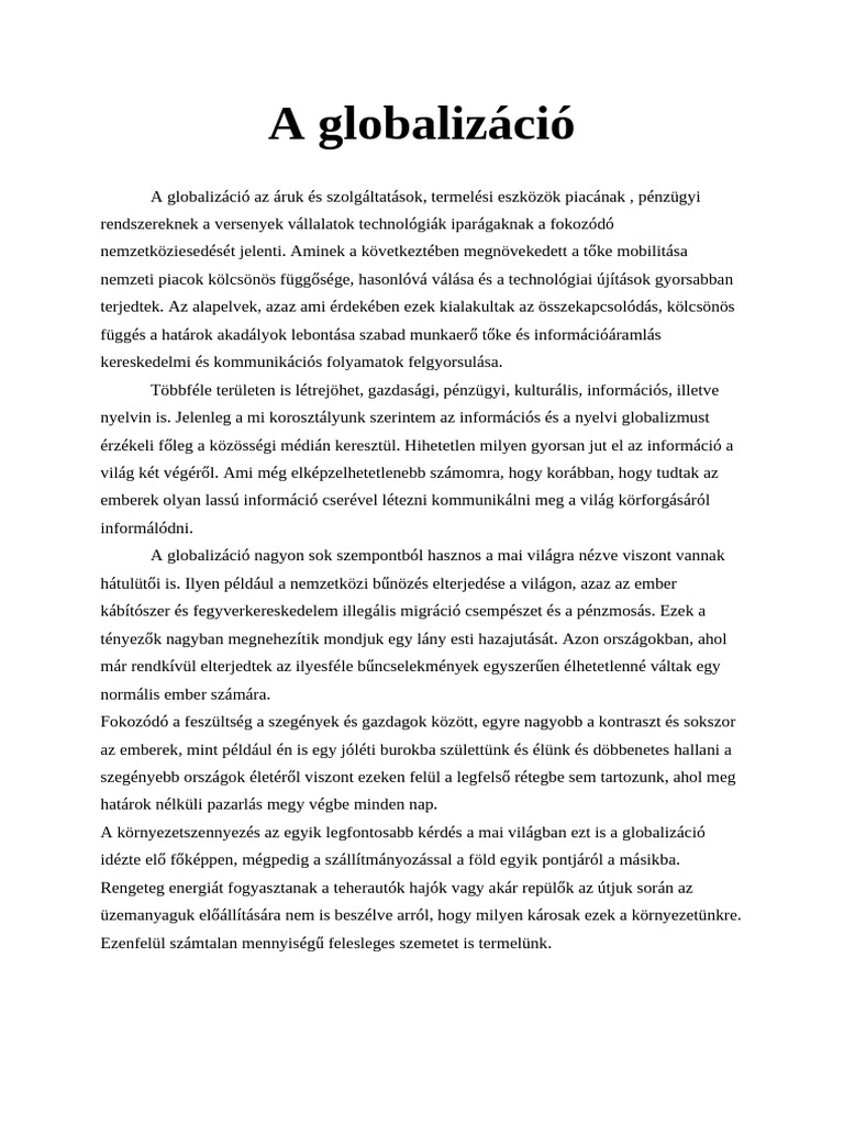 A Globalizáció | PDF