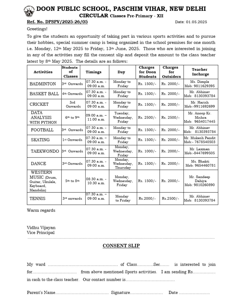 Circular No.05 Summer Camp | PDF