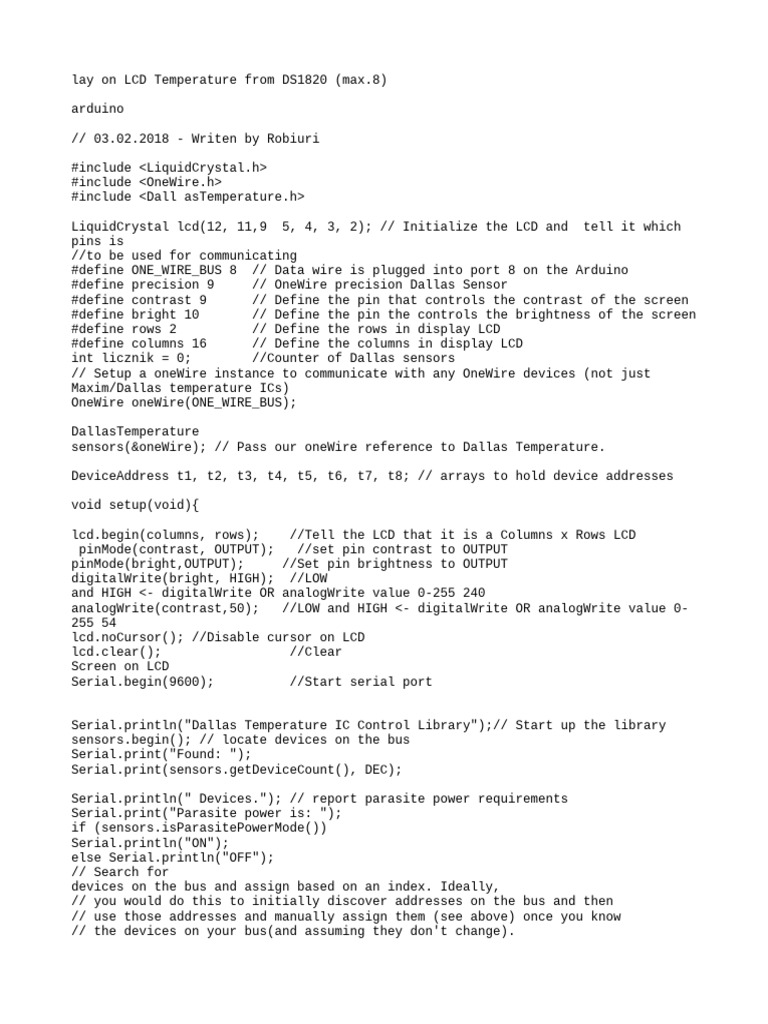 On LCD Temperature From DS1820 1 - 8 | PDF | Computer Engineering