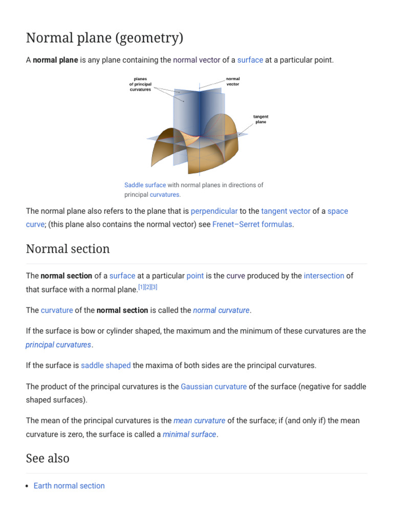 Normal Plane (Geometry) - Wikipedia | PDF
