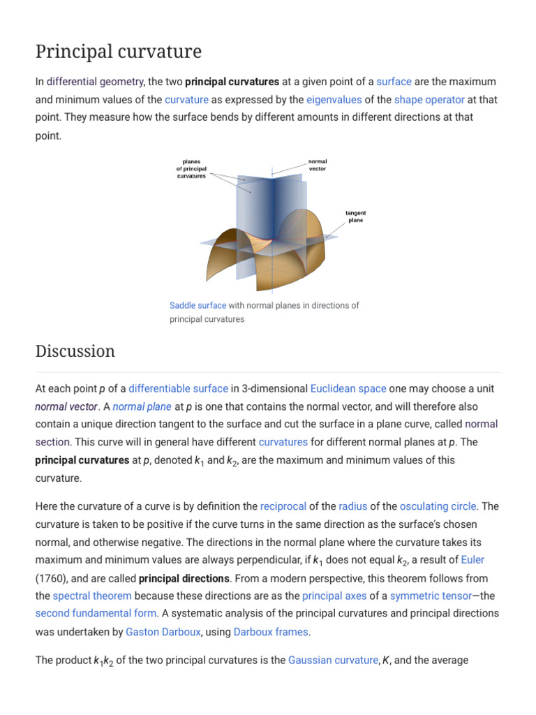 Principal Curvature - Wikipedia | PDF | Curvature | Applied Mathematics
