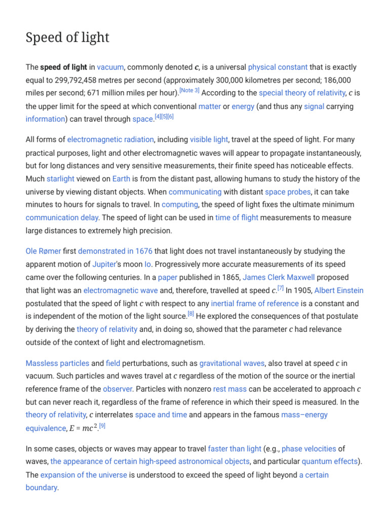 Understanding the Speed of Light | PDF | Speed Of Light | Special ...