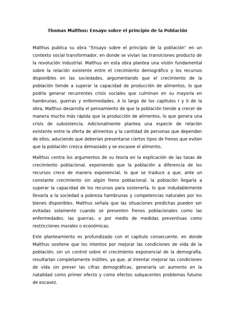 Malthus | PDF | Demografía | Sociedad