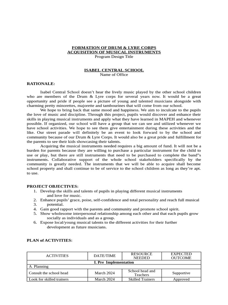 Drum Lyre Project Proposal | PDF