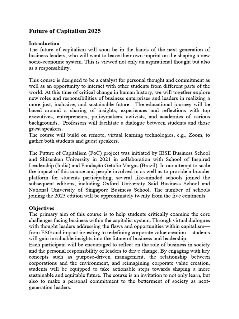 Future of Capitalism | PDF | Sustainability | Capitalism