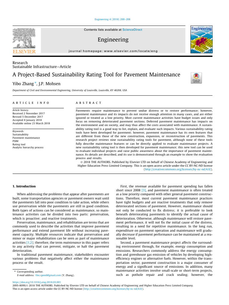 A Project-Based Sustainability Rating Tool For Pavement Maintenance ...