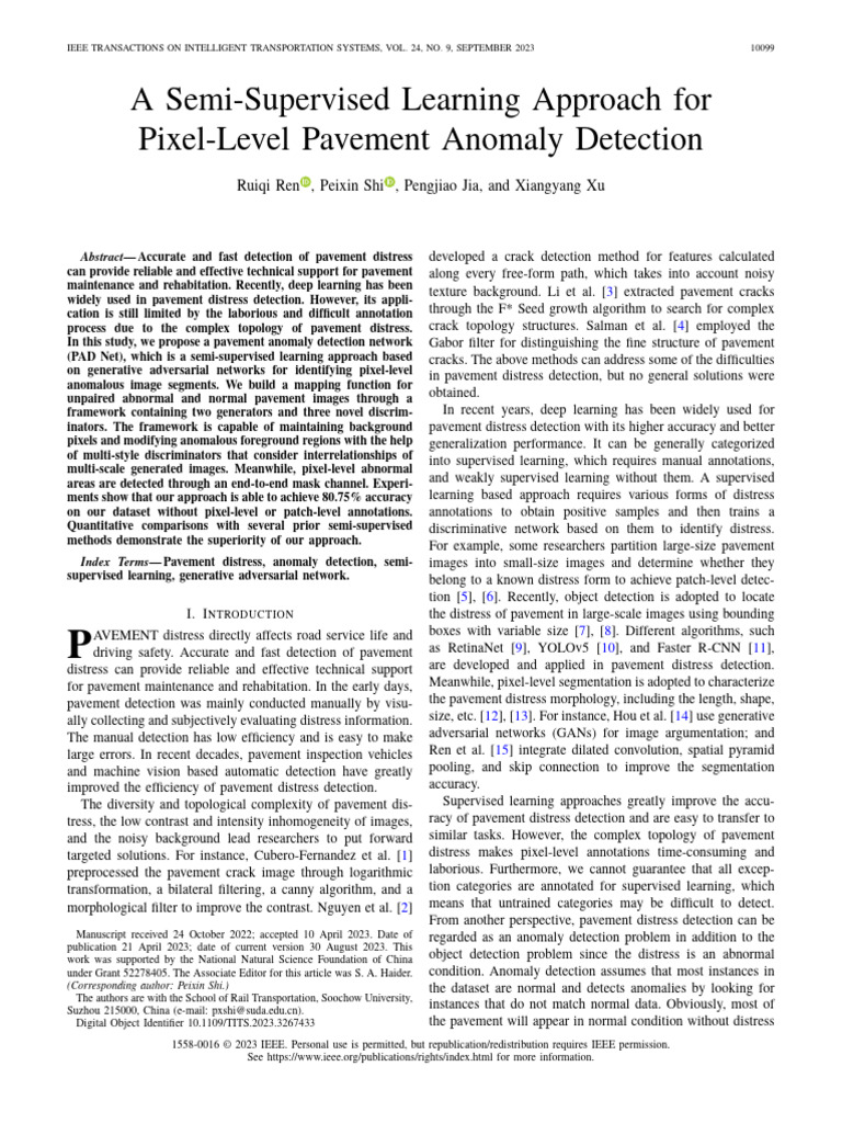A Semi-Supervised Learning Approach for Pixel-Level Pavement Anomaly Detection | PDF | Image ...