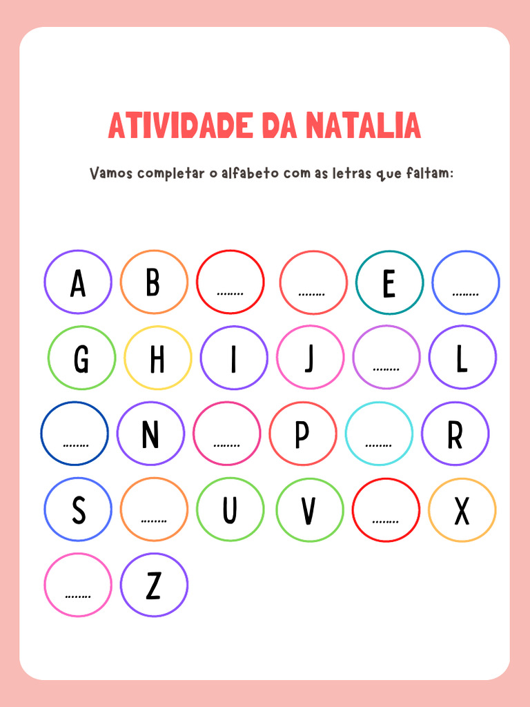 Fill in Missing Alphabet Letters Worksheet in Colorful Simple Style | PDF