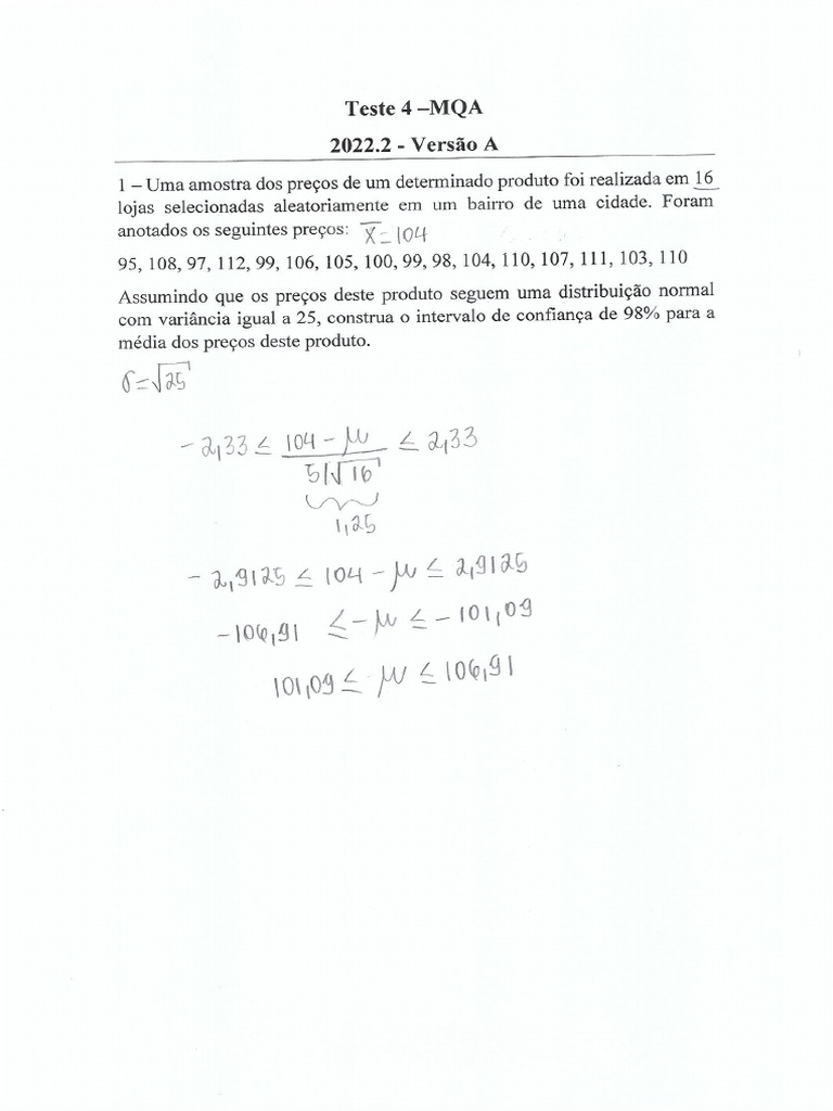 Teste 4_MQA_2022.2_versãoA | PDF