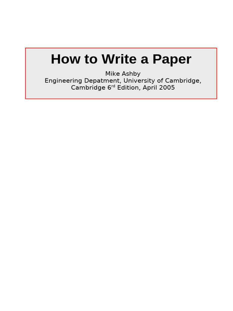 How To Write A Paper | PDF | Verb | Adjective