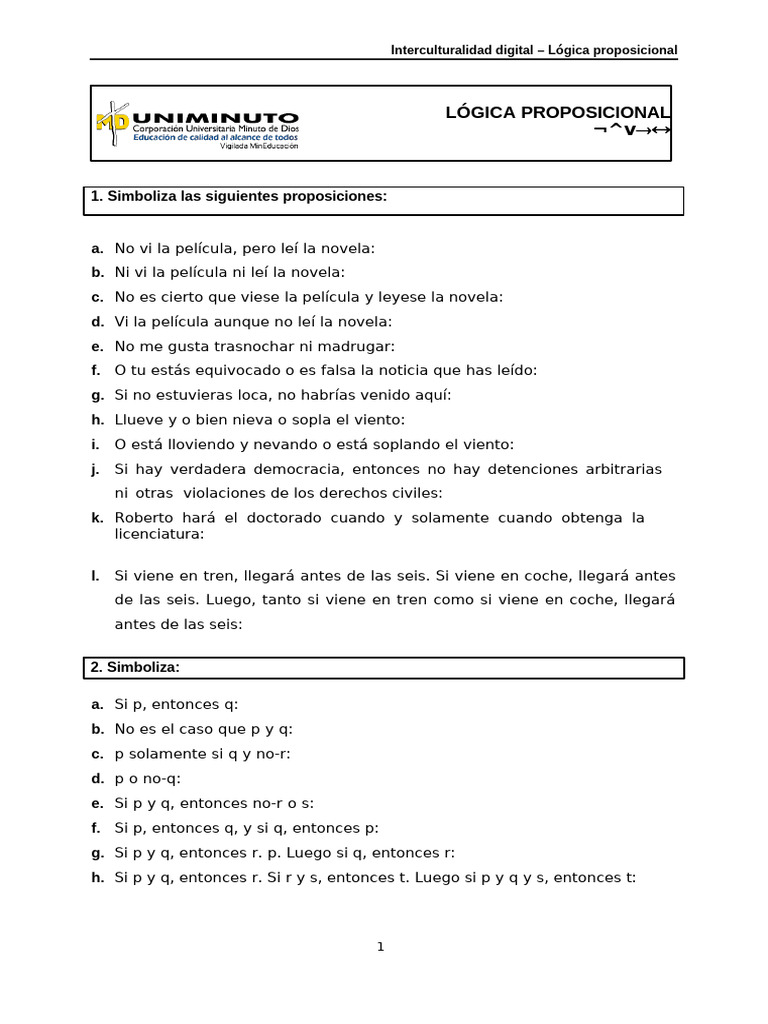 Ejercicios | PDF | Proposición | Lógica