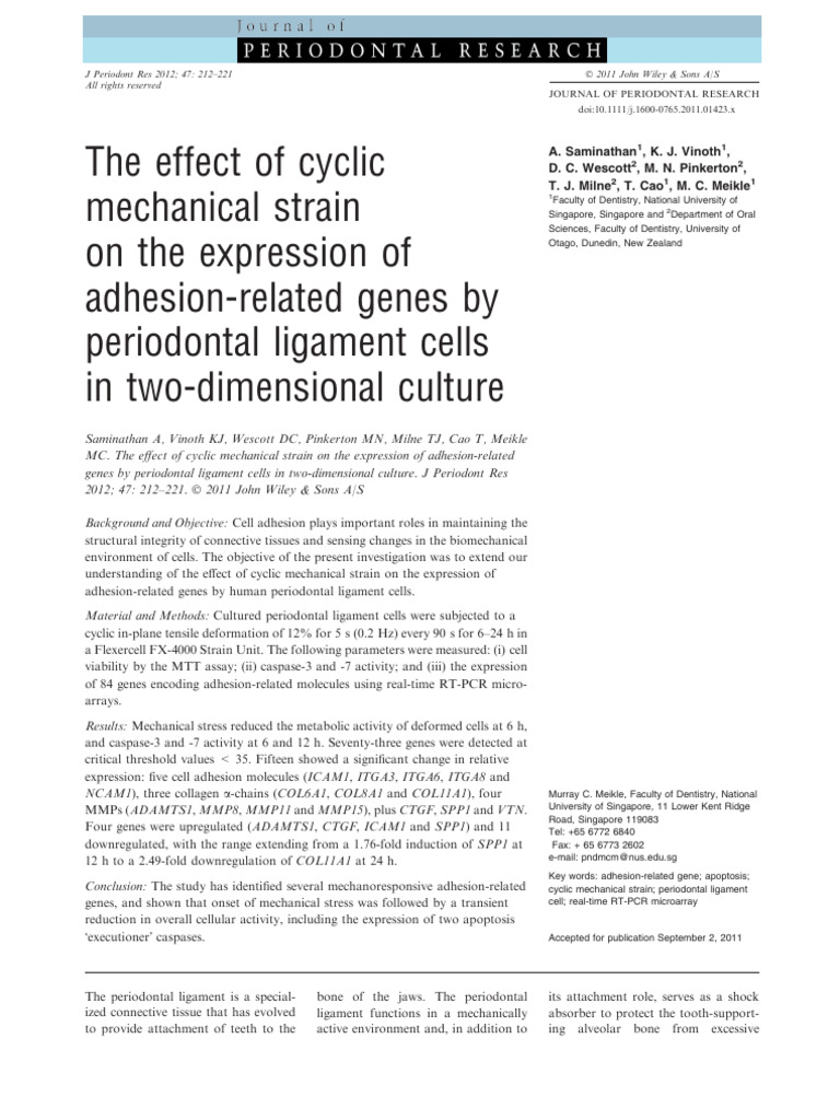 J of Periodontal Research - 2011 - Saminathan - The Effect of Cyclic ...