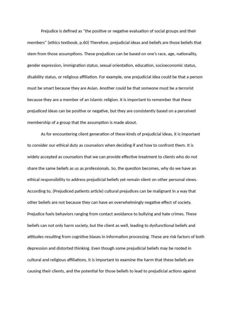 Group Paper - Prejudicial Ideas | PDF | Prejudices | Social Psychology