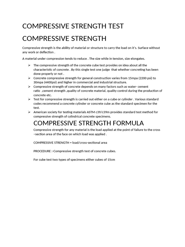 Compressive Strength Test | PDF