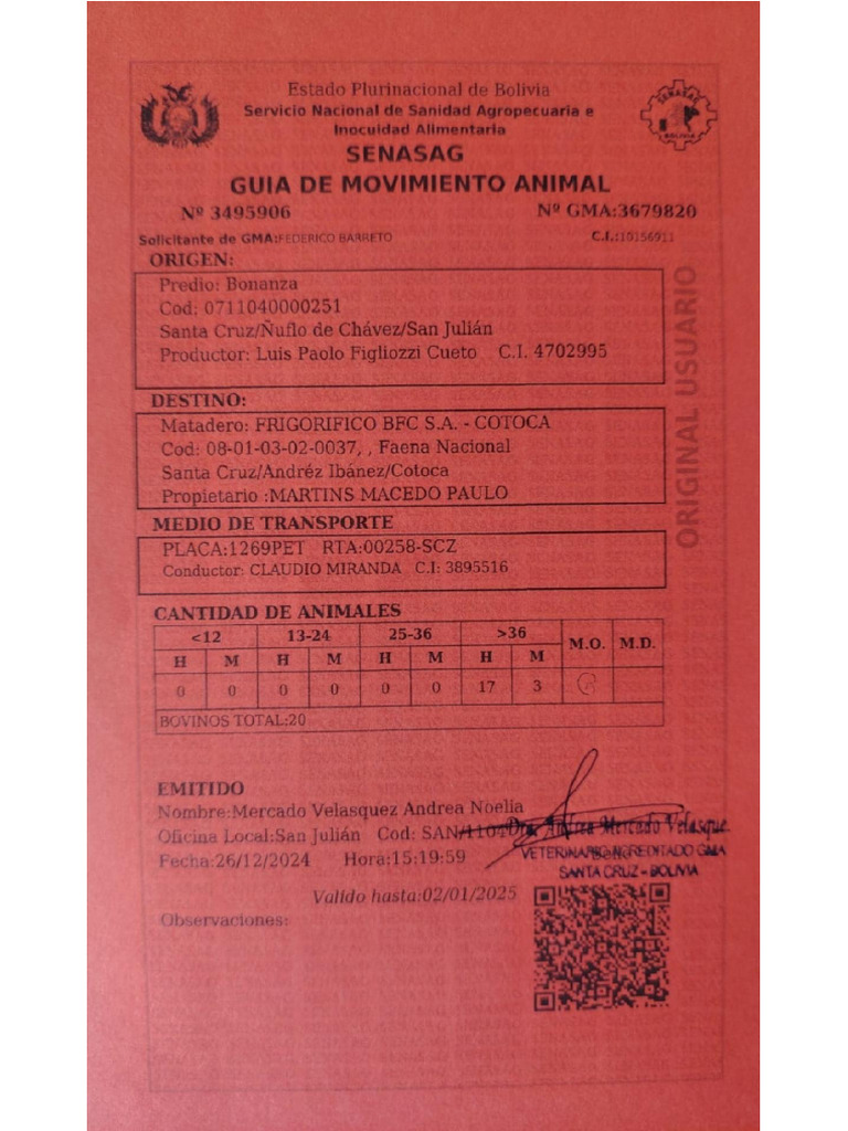 Sebasag Guia de Movimiento Animal | PDF
