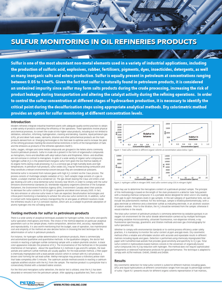 SulFur Monitoring in Oil Refineries Products | PDF | Oil Refinery | Sulfur
