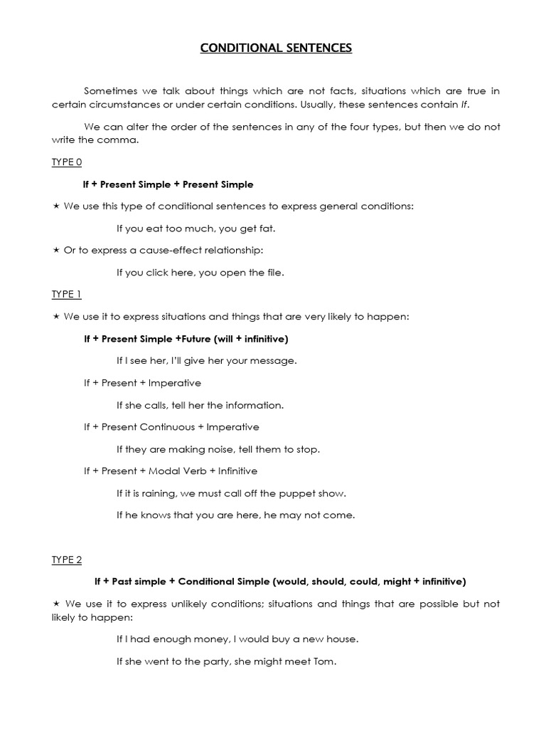 Ejercicio Condicionales 1 | PDF | Linguistic Typology | Grammar