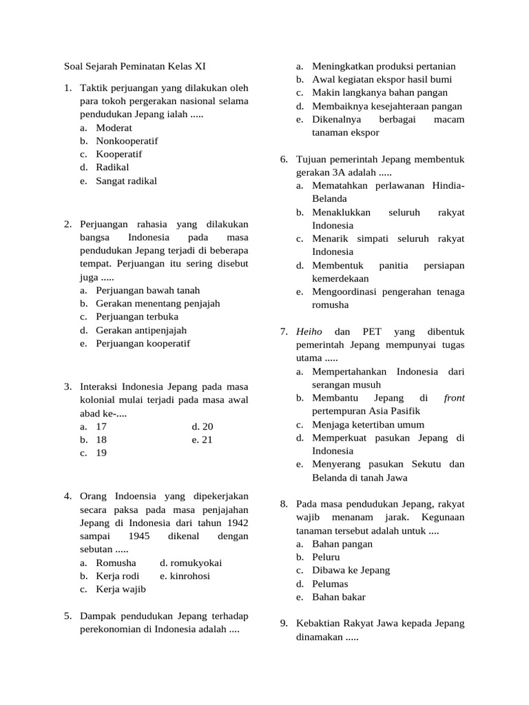 PAS Sejarah Kelas 11 | PDF