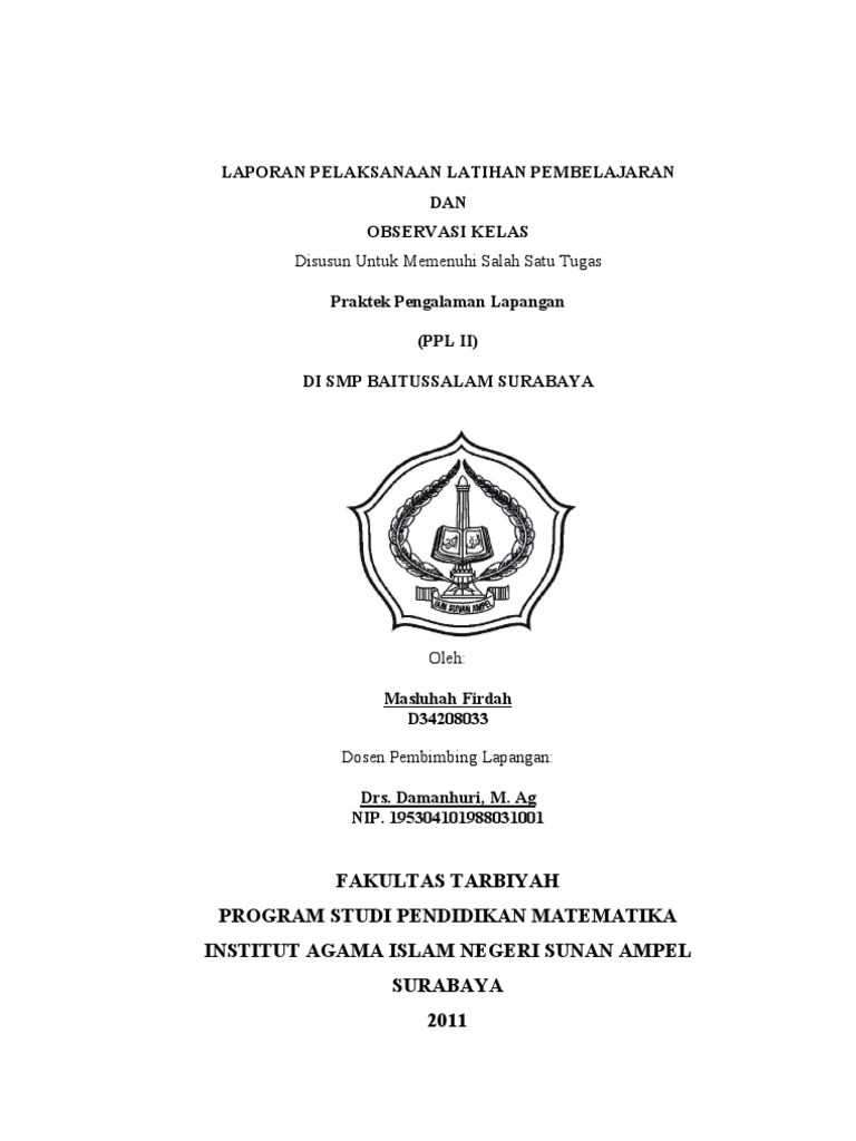 Contoh Laporan PPL IAIN | PDF