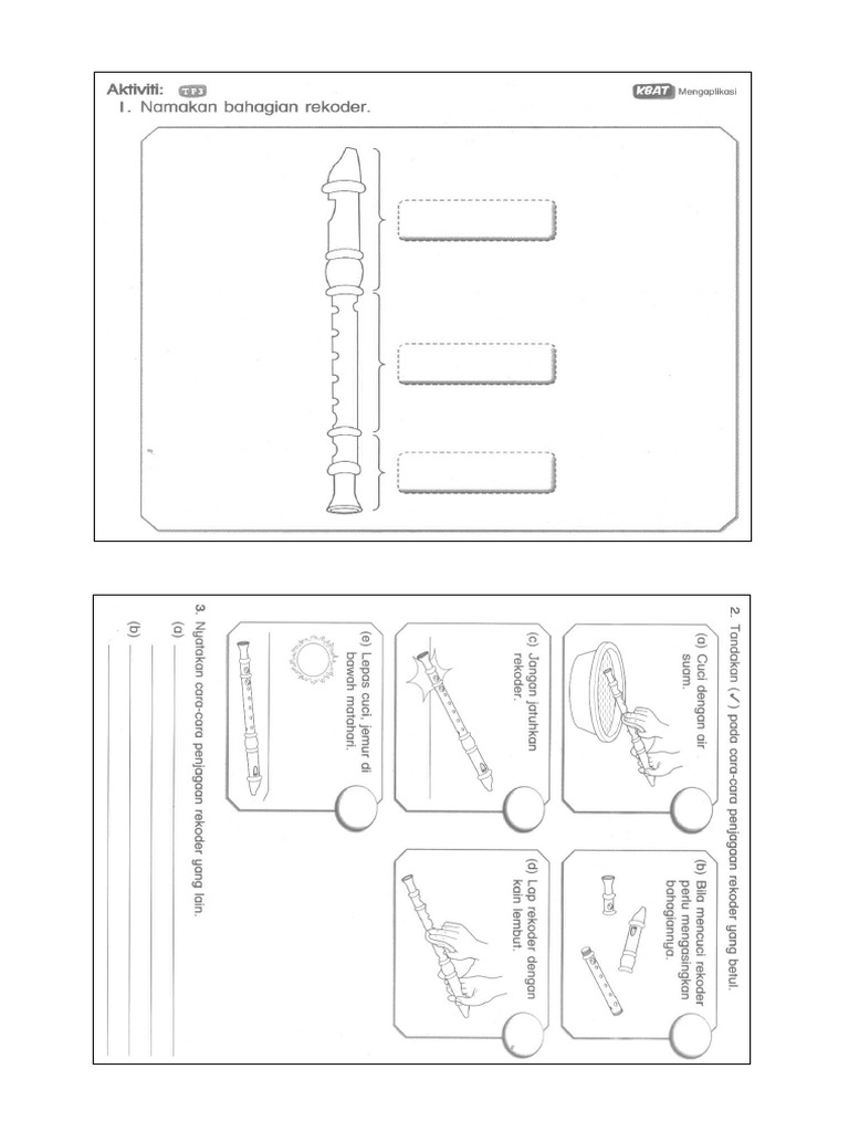 Latihan Muzik Tahun 3C Rekoder | PDF