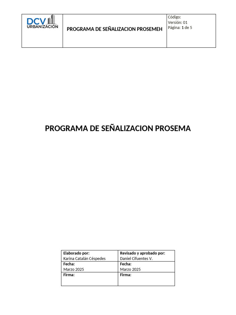 Programa de Señalización - DCV - 2025 | PDF