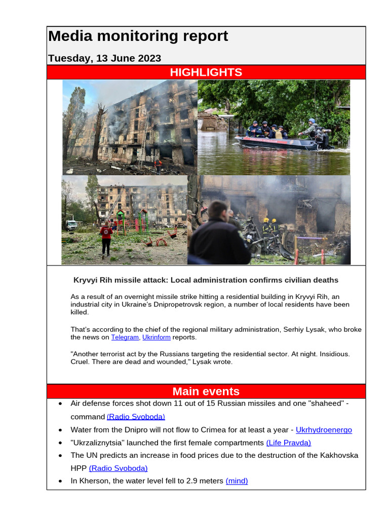 Media Monitoring Report 13.06.2023 | PDF