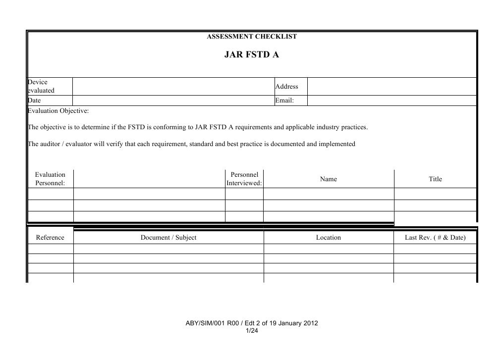 JAR FSTD A Audit Checklist | PDF | Audit | Quality Management System