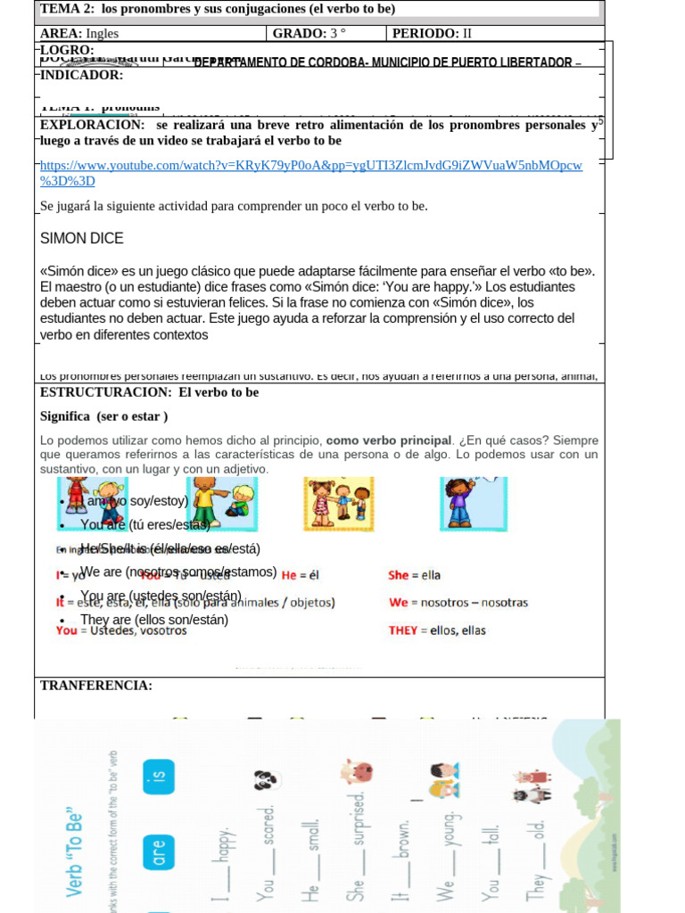 Clases de Inglés: Pronombres y "To Be" | PDF | Pronombre | Verbo
