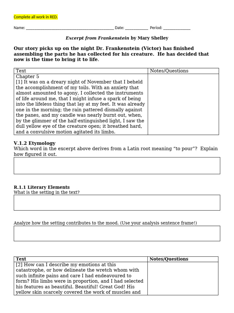 Revised Again Frankenstein Lesson-1 | PDF | Garden Of Eden | Frankenstein
