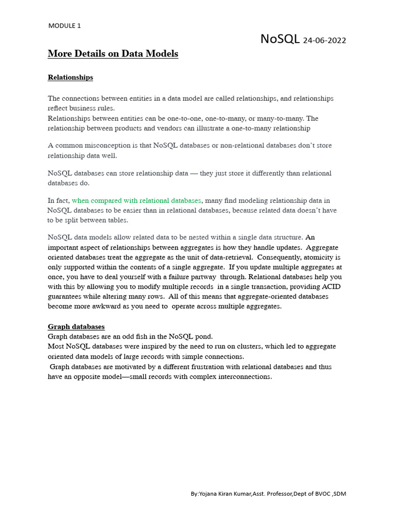 NoSql Module 1 Part2 | PDF | No Sql | Databases