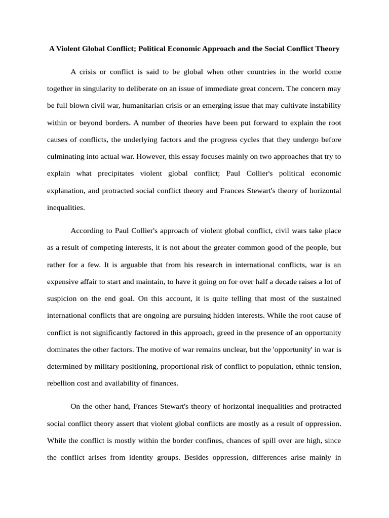 Causes of Violent Global Conflicts | PDF | Civil War | International ...