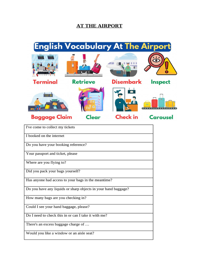 AT THE AIRPORT - Vocabulary | PDF | Baggage | Airport