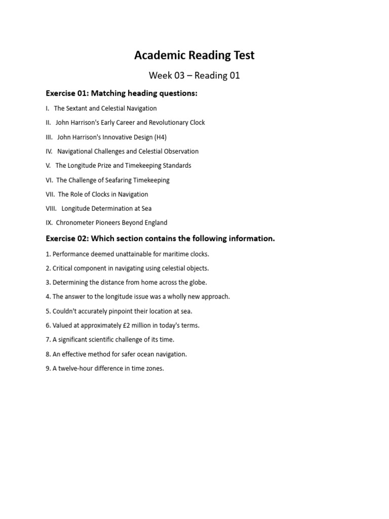 Academic Reading Test - W3 - R01 | PDF