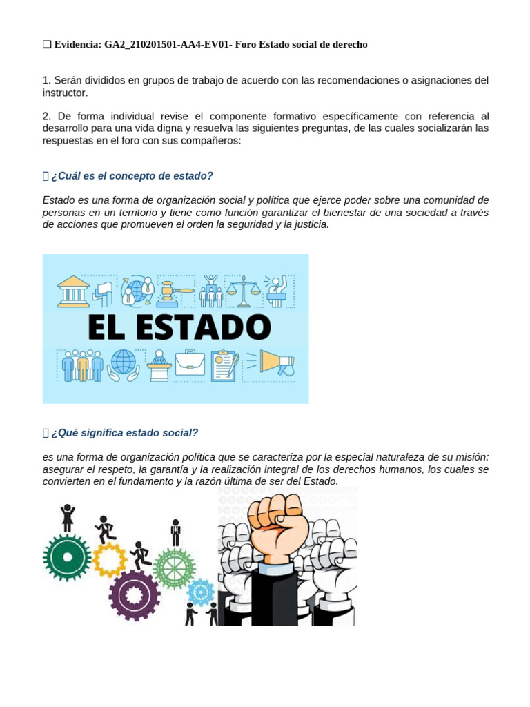 Estado Social de Derecho en Colombia | PDF | Estado de bienestar ...