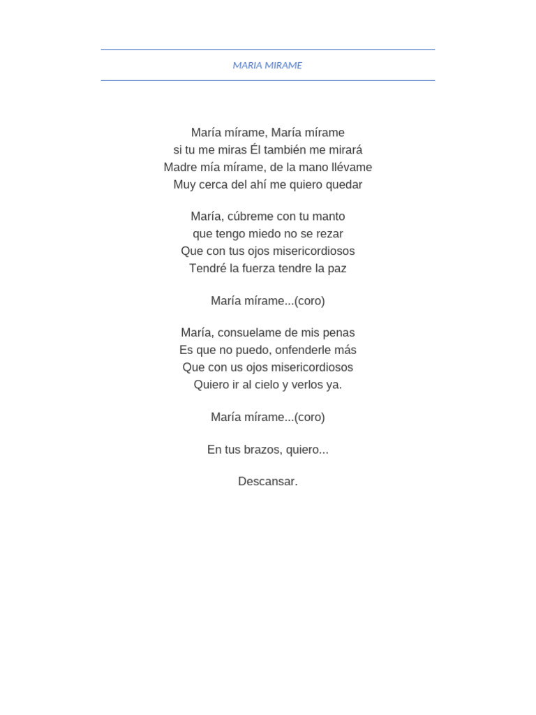 Maria Mirame - Cancion | PDF