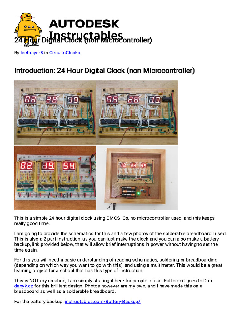 24-Hour Digital Clock Circuit Guide | PDF | Electrical Connector ...
