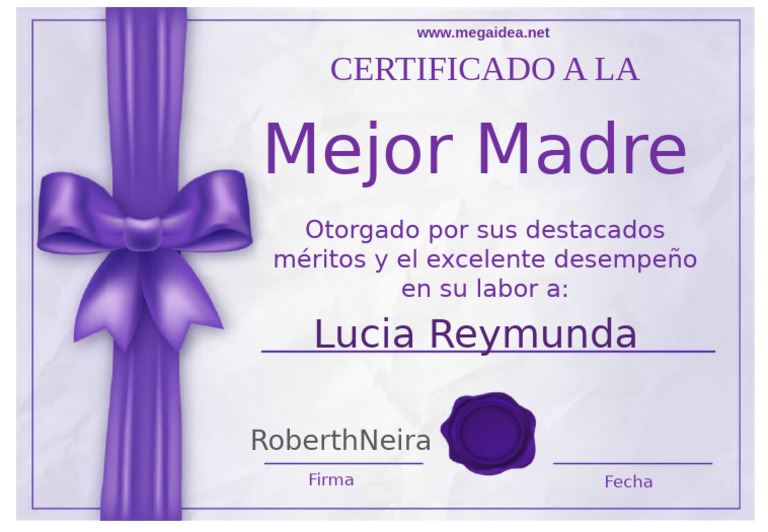 Certificado Día de La Madre | PDF