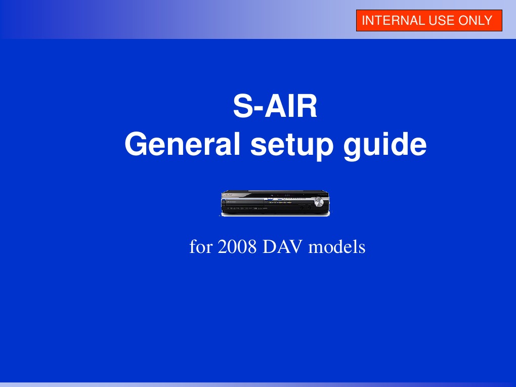 S-Air General Setup Guide: For 2008 DAV Models | PDF | Wireless | Amplifier